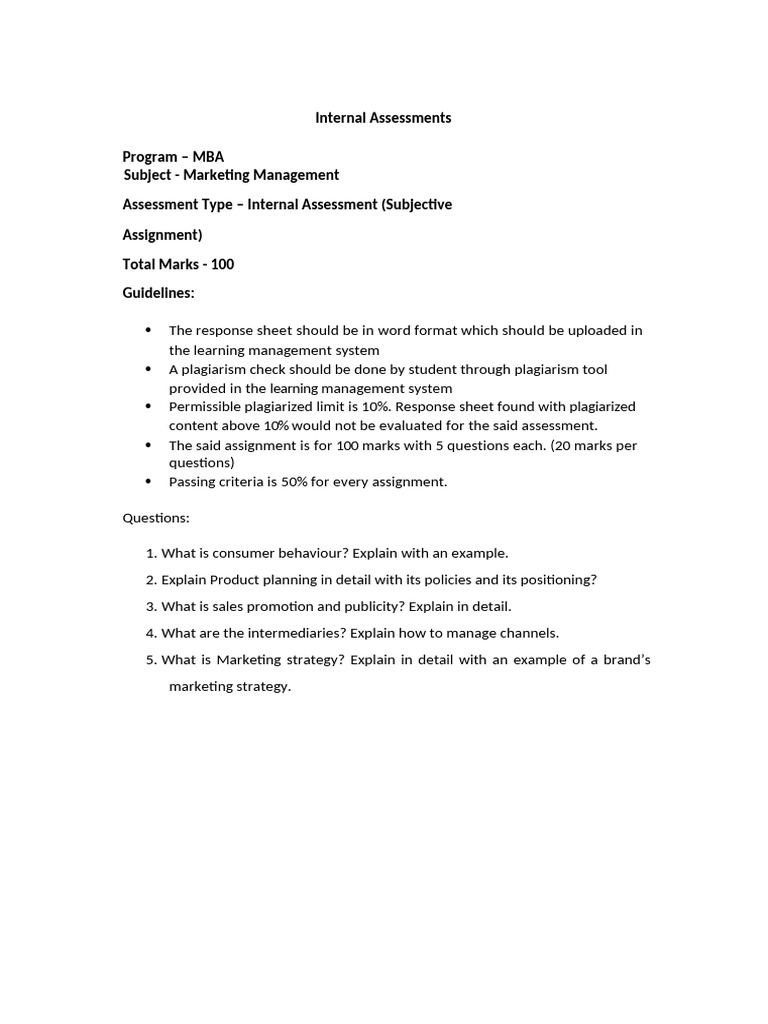 Marketing Management - Assignment - 2 | PDF | Career & Growth | Business