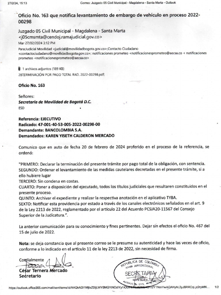 Oficio de Desembargo .. | PDF