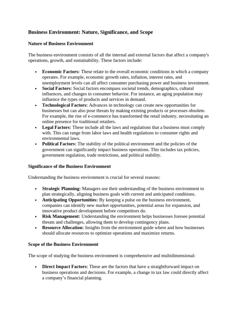 Understanding Business Environment Factors | PDF | Recession | Innovation