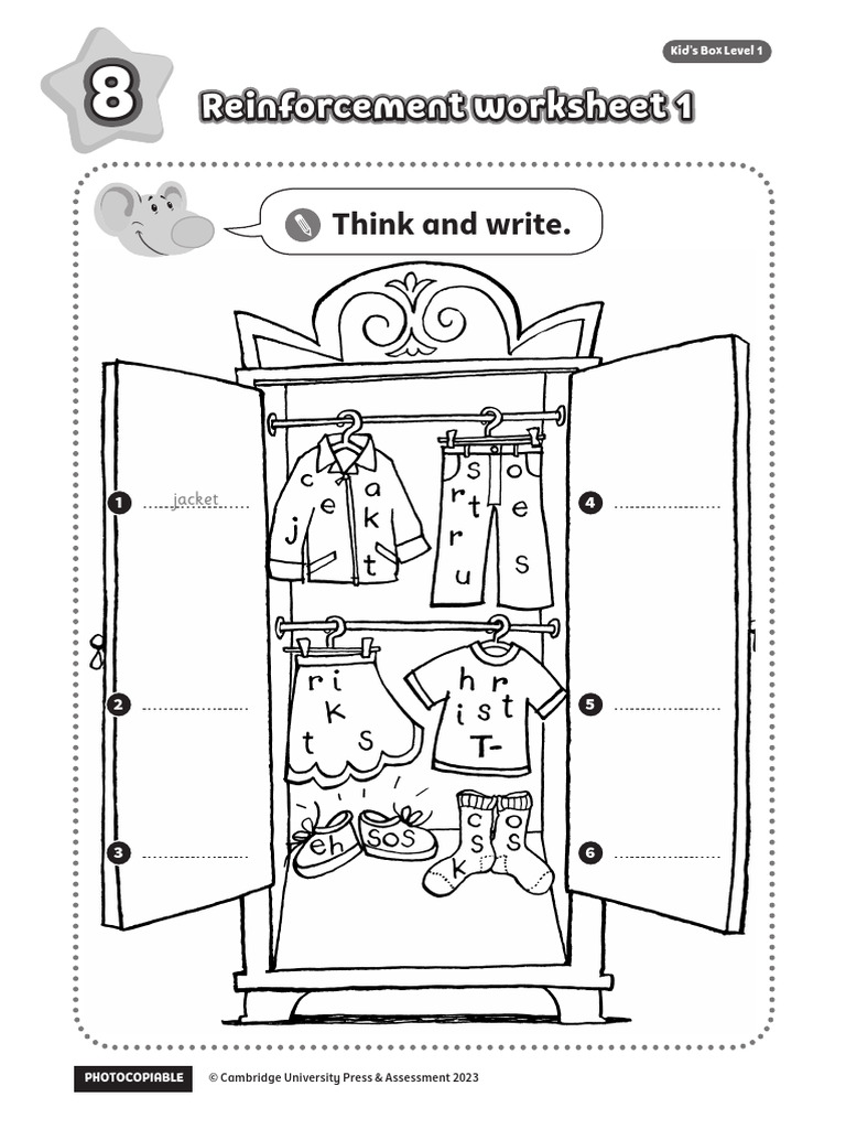 KidsBox Level1 Unit8 Reinforcement Worksheet 1 | PDF