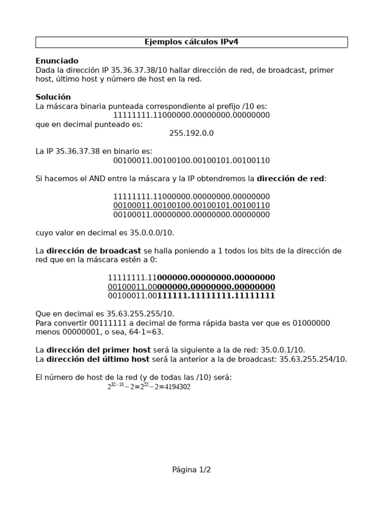 RETE Calculos IPv4 | PDF | Dirección IP | Arquitectura de internet