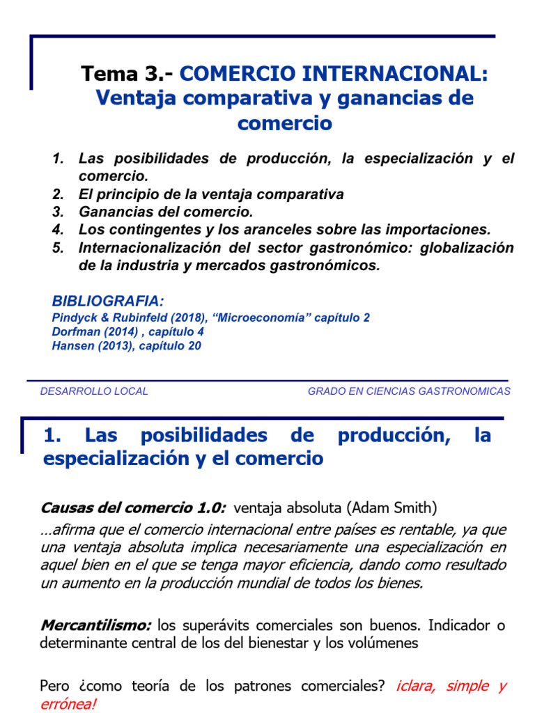 Tema 3.comercio Internacional Ventaja Comparativa y Ganancias de ...