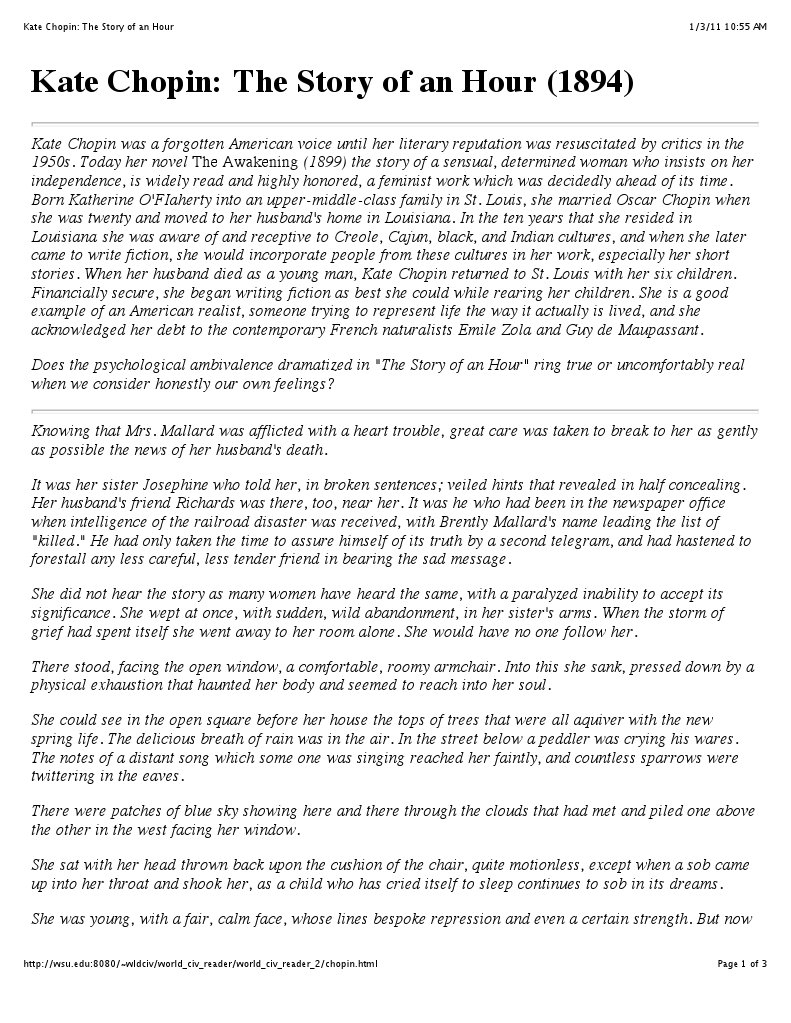 The Story of An Hour | PDF