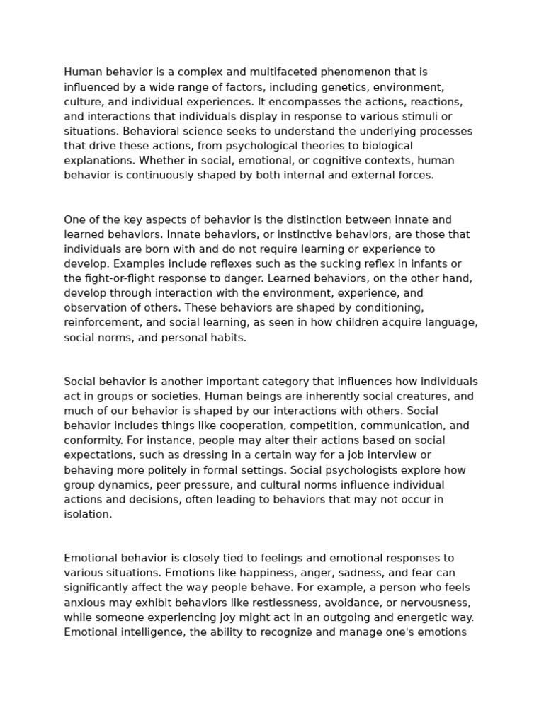 Behavior Pdf Emotions Behavior