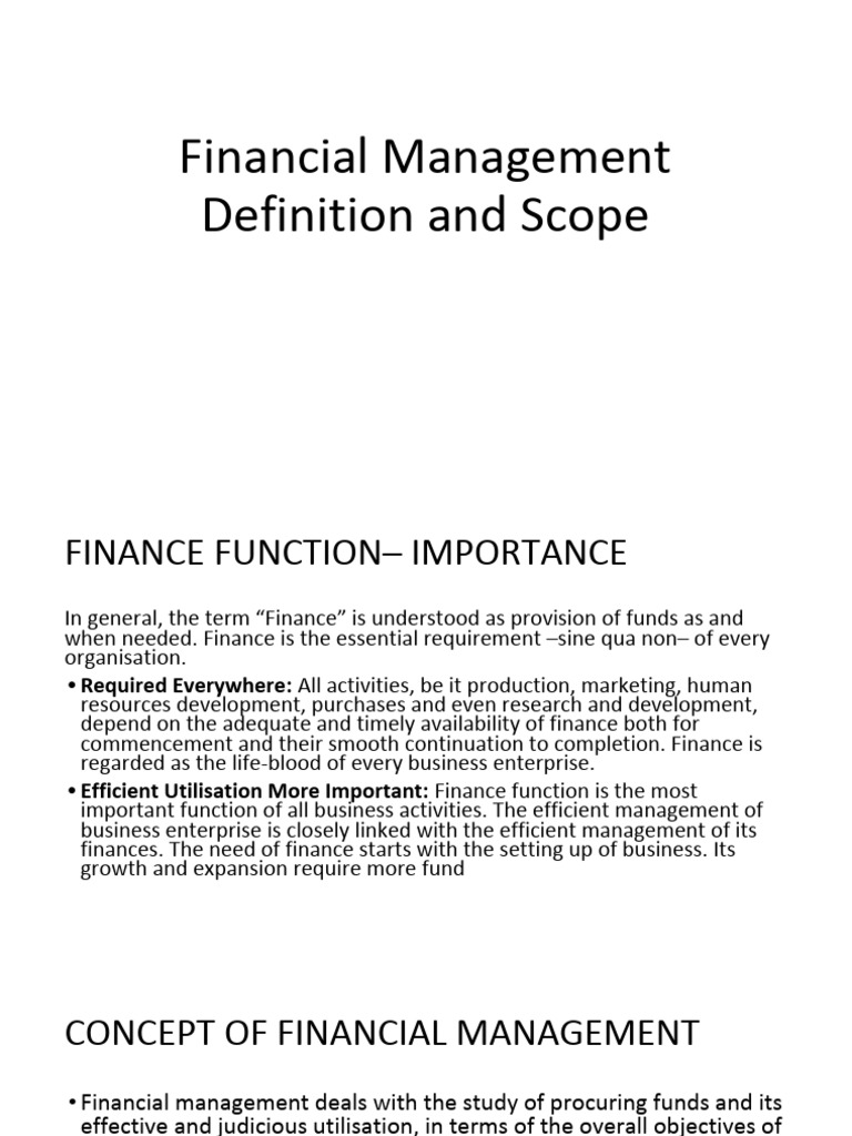 Definition and Scope of Financial Management | PDF | Dividend | Equity ...