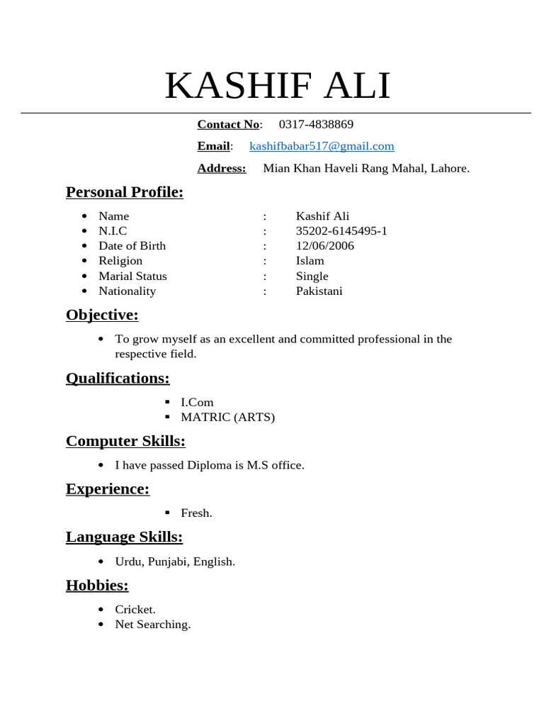 Kashif Ali Cv | PDF