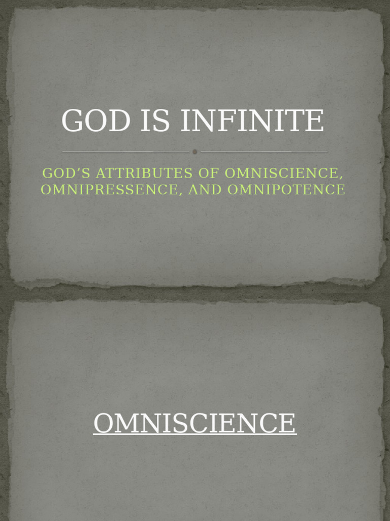 God Is Infinite. Part 2. 1 | PDF | God | Theology