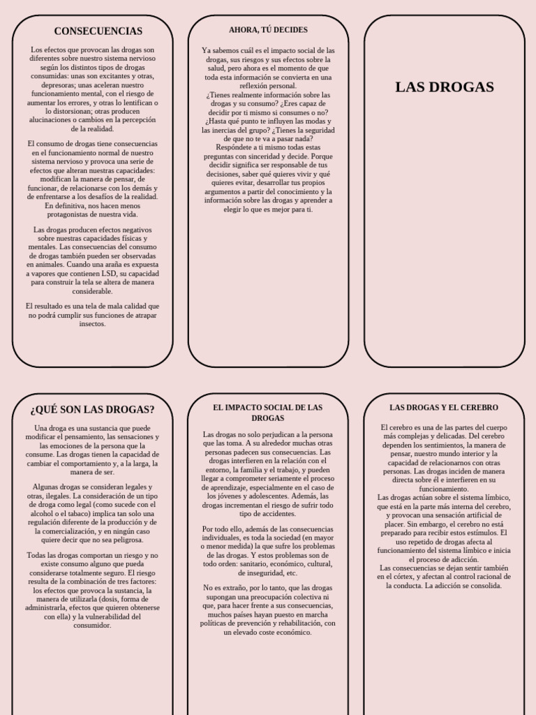 Triptico de Las Drogas 3 | PDF | Drogas | La dependencia de sustancias