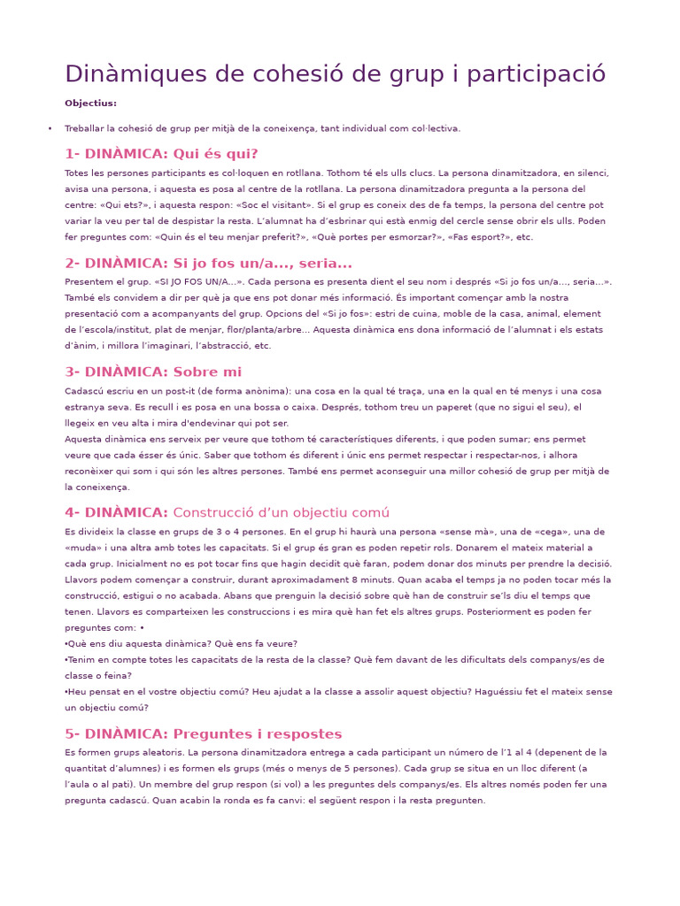 Dinàmiques de Cohesió | PDF