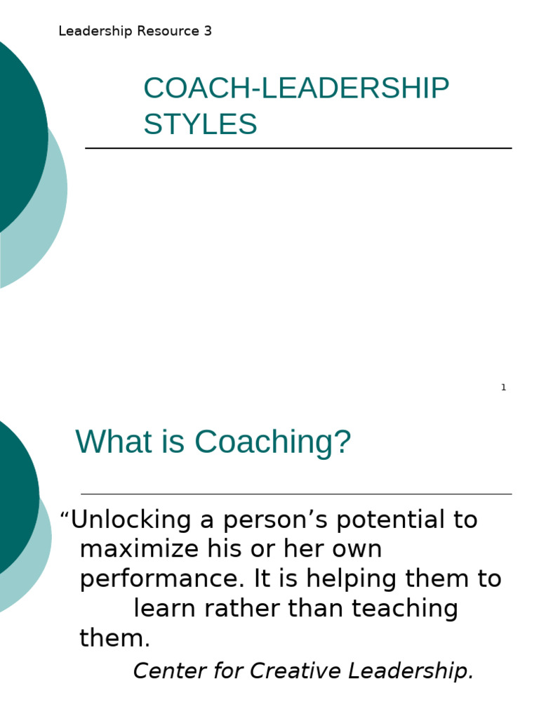 Coach Leadership Styles Resource Aug 07 | PDF | Leadership | Disciplines