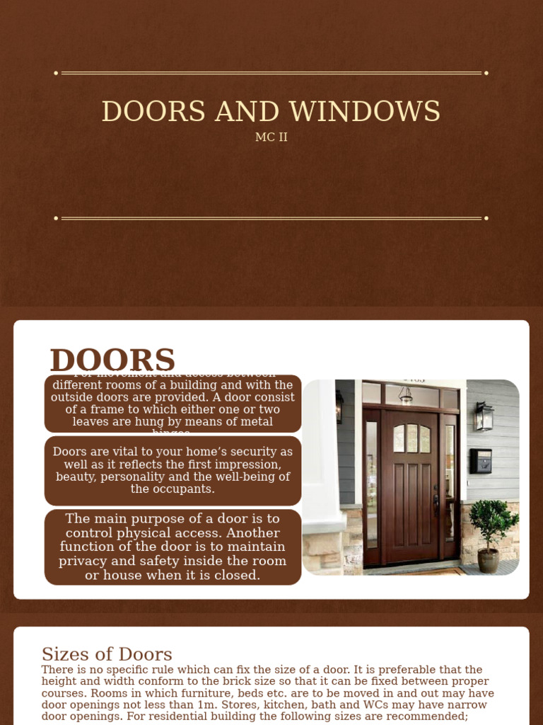 03 Doors and Windows | PDF | Window | Door