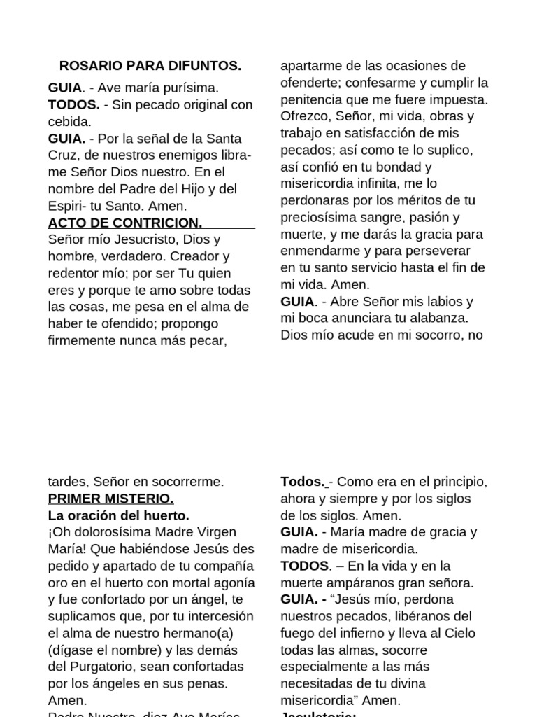 Rosario para Difuntos y Oraciones | PDF | María, madre de Jesús | Purgatorio