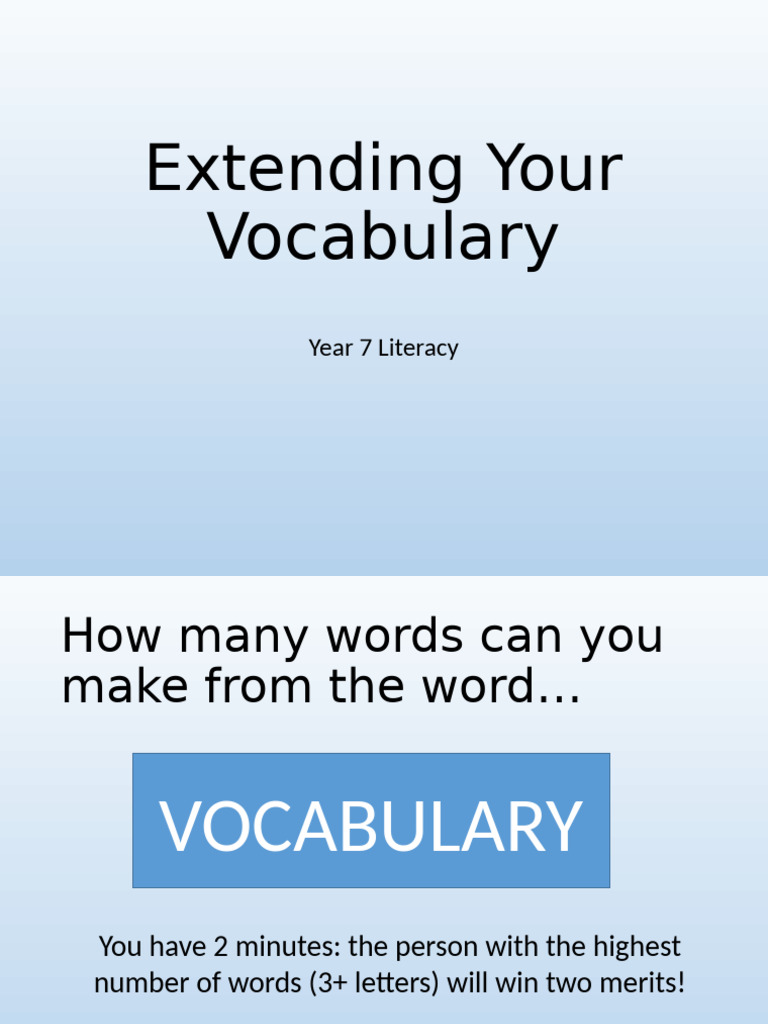 Vocabulary Building Activities for Year 7 | PDF | Vocabulary | Writing