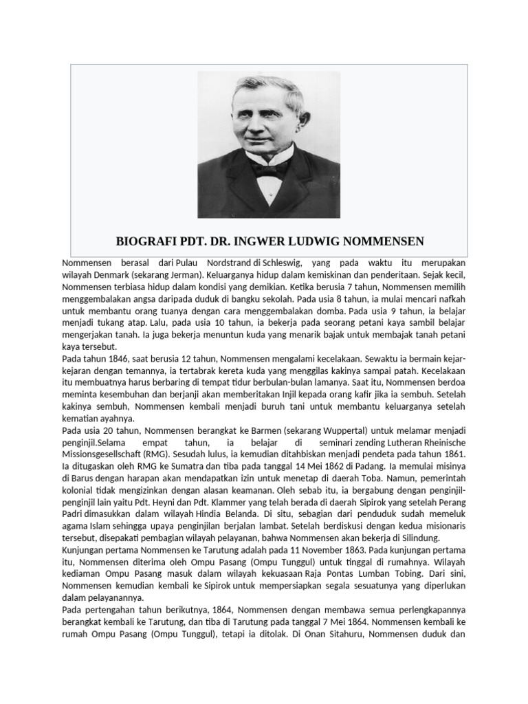 Biografi PDT Ingwer Ludwig Nommensen | PDF | Agama & Spiritualitas