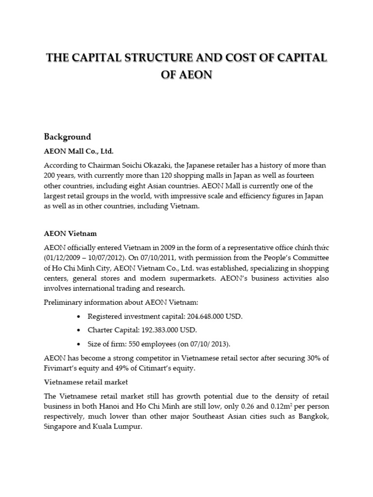 AEON Case Study | PDF | Equity (Finance) | Capital Structure
