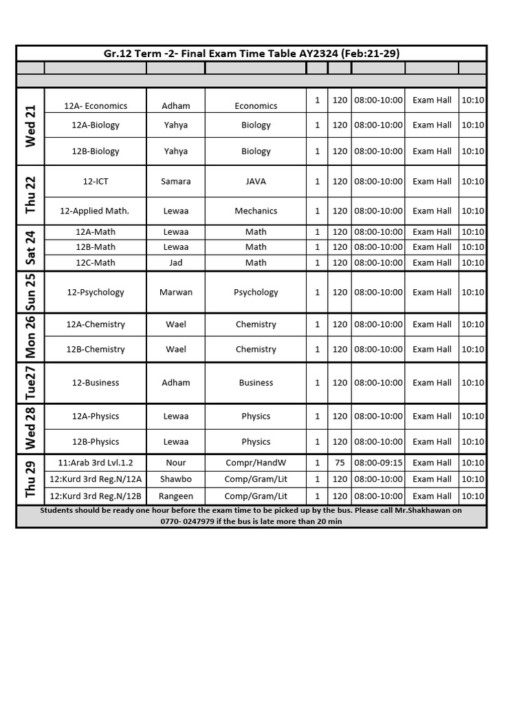 ISC Suli Term 2 TT - Grade 12 Final TT - UPDATED | PDF