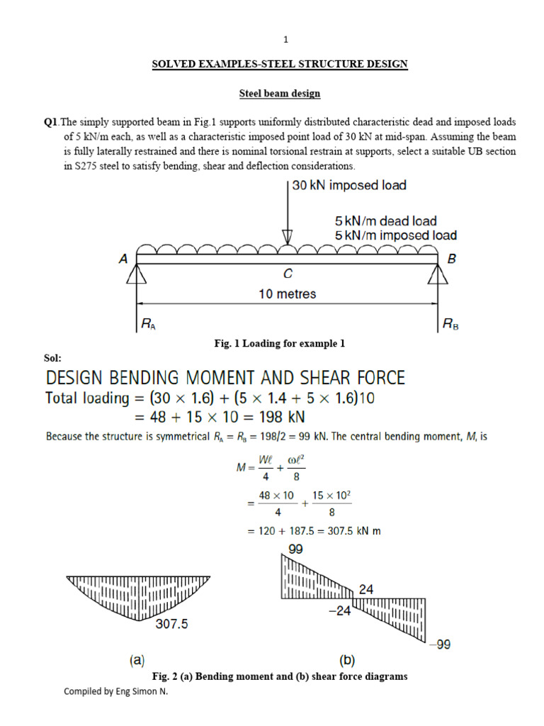 Steel Design Solved Examples-Beam | PDF | Beam (Structure) | Bending