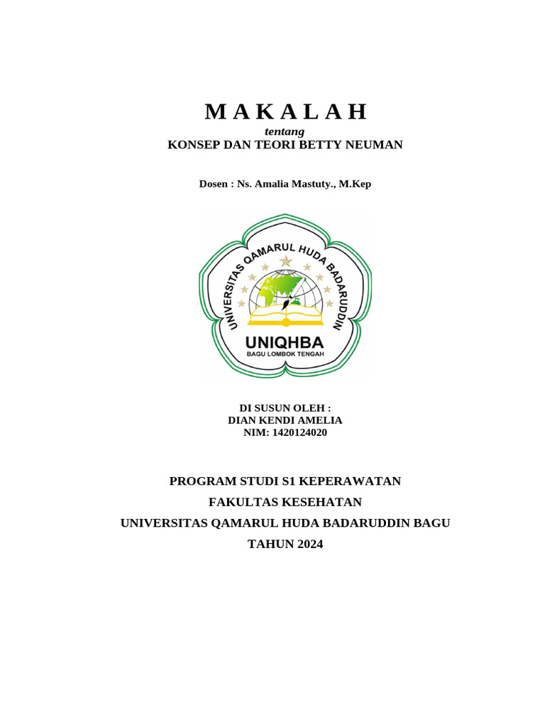 Makalah KONSEP DAN TEORI BETTY NEUMAN | PDF | Pengembangan Diri