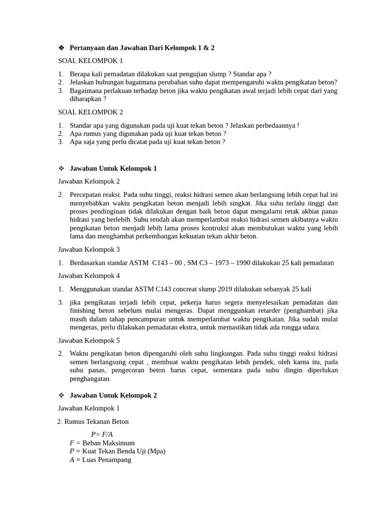 Pertanyaan Dan Jawaban Masing - Masing Kelompok | PDF | Griya & Taman | Sains & Matematika