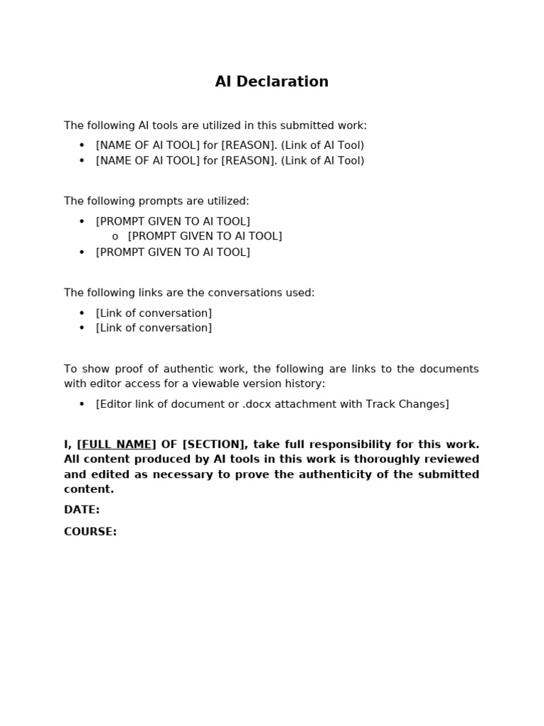 AI Use Declaration Form | PDF | Computers