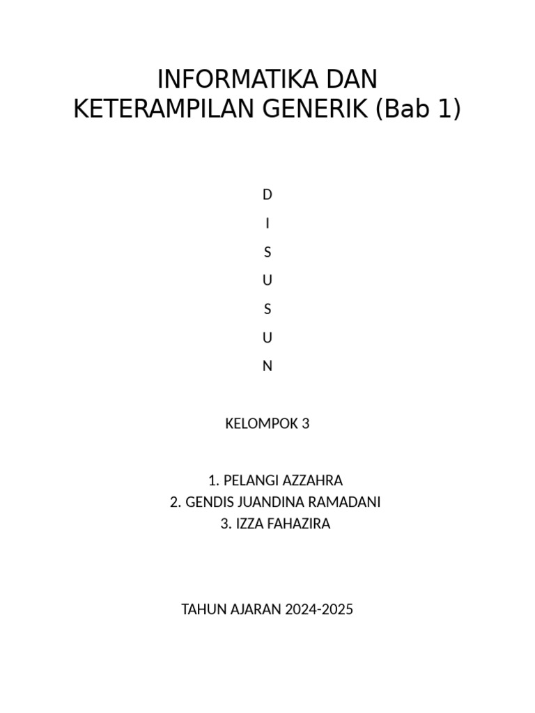 Informatika Dan Keterampilan Generik | PDF | Komputer