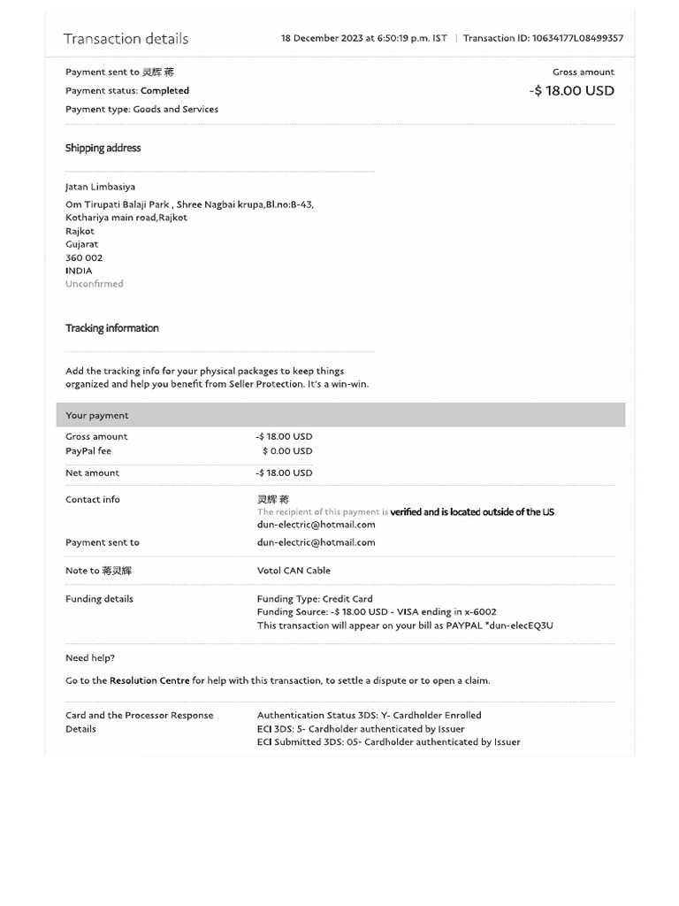 Votol Can Cable Invoice | PDF