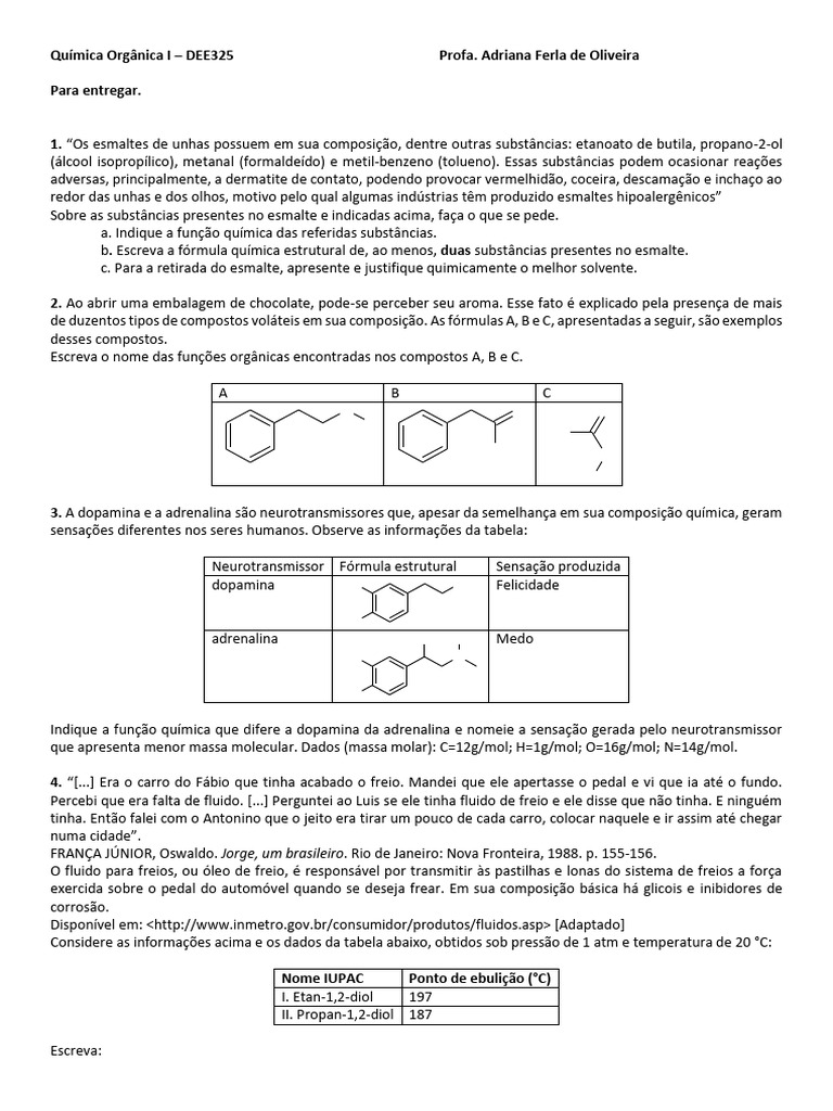 Atividade Nomenclatura 4 | PDF | Éster | Química