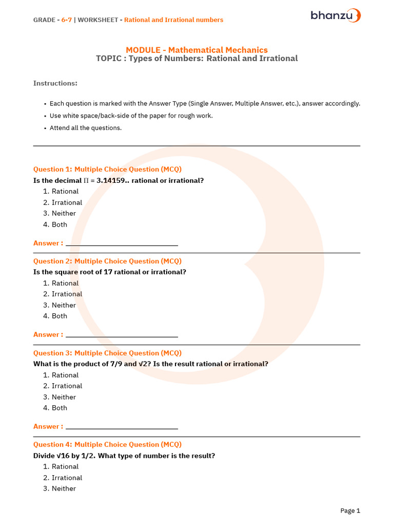 Rational and Irrational Numbers | PDF | Rational Number | Square Root