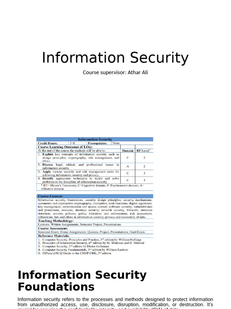 Information Security - Lecture 1 | PDF | Information Security | Security