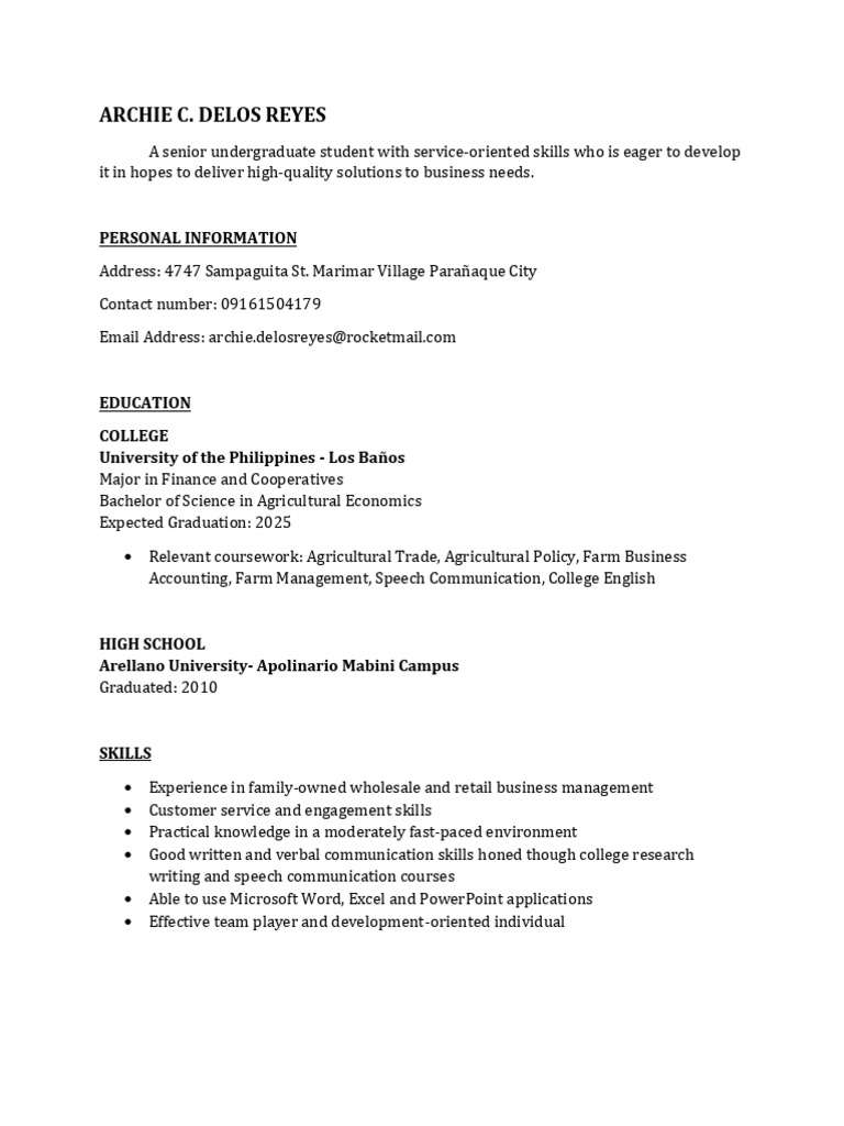 Resume Archie C Delos Reyes | PDF
