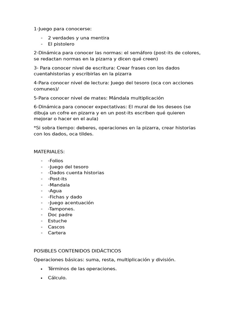 Actividades para conocer y aprender | PDF