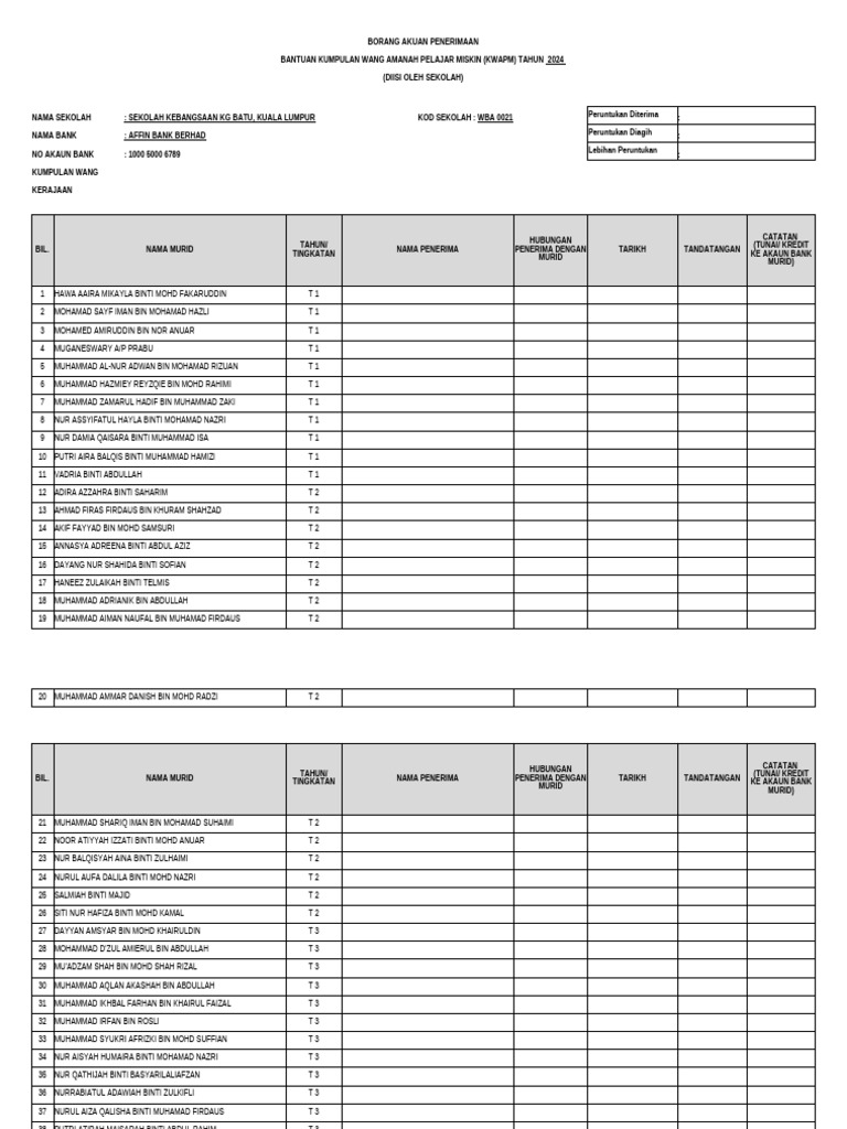 Borang Akuan Penerimaan Kwapm 2024 | PDF