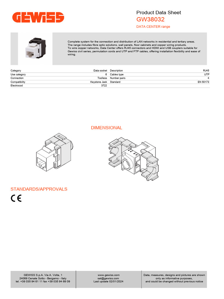 Product Datasheet gw38032 | PDF