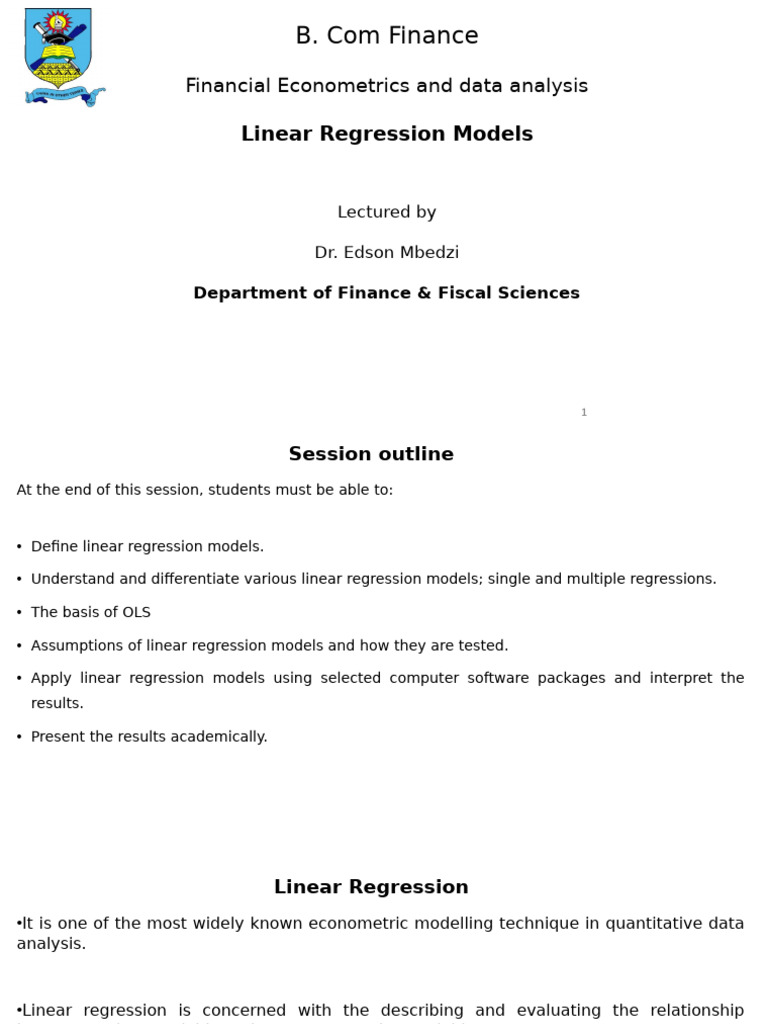 Linear Regression Models | PDF | Ordinary Least Squares | Coefficient Of Determination