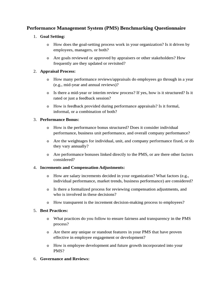Performance Management System Questionnaire | PDF
