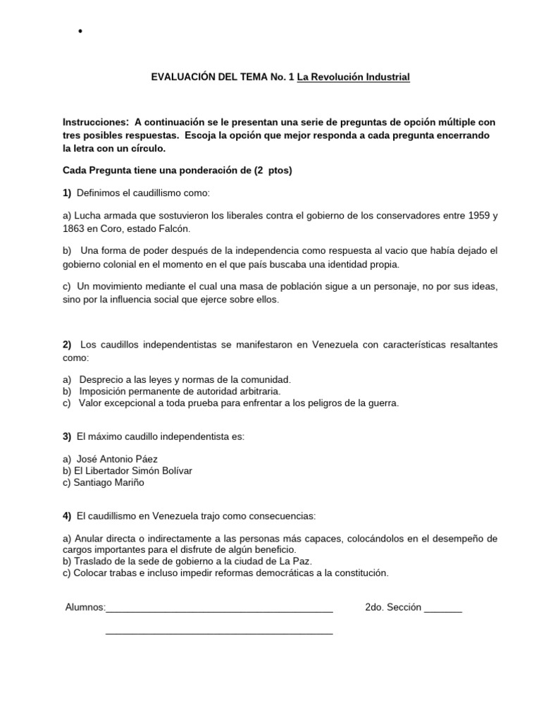 Prueba de Revolución Industrial | PDF | Política | Ciencias sociales