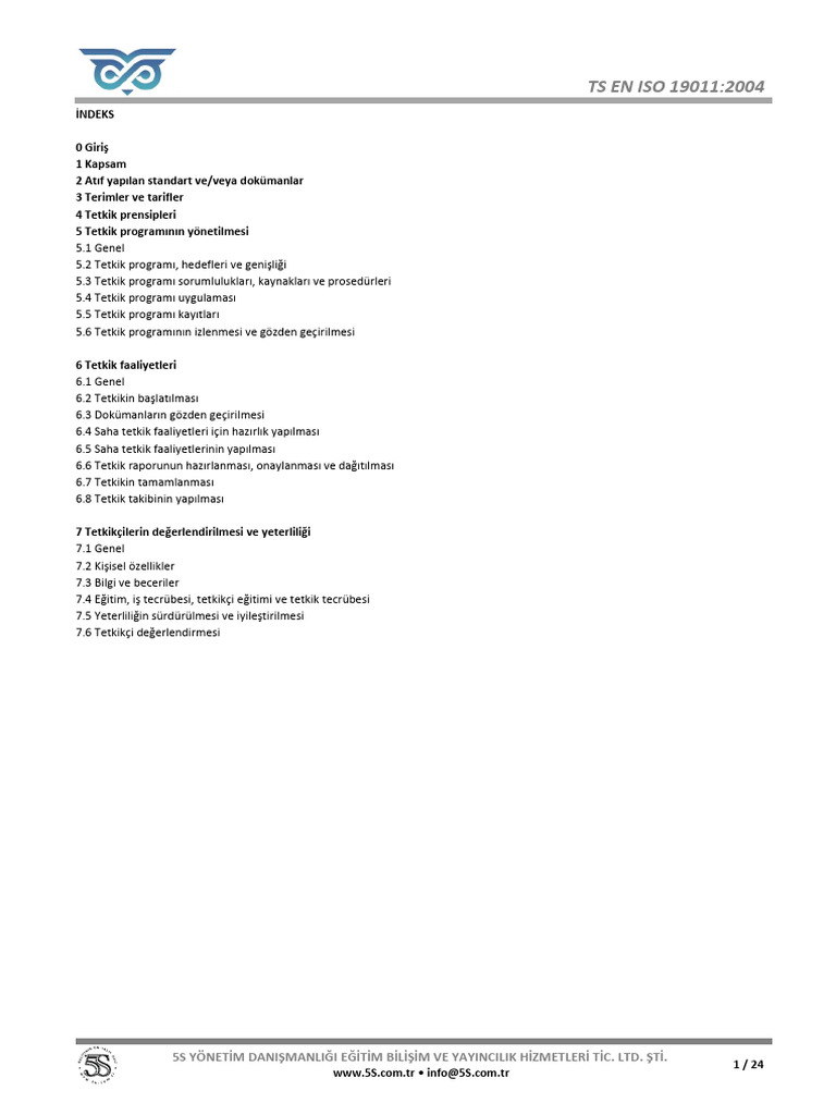 TS en Iso 19011 - 04.2004 (TR) (5S) | PDF