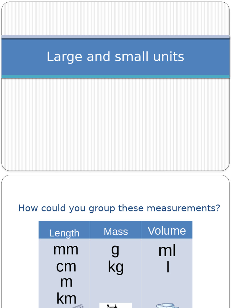 Grade 8-Chapter 7-Part 2 - Large and Small Units | PDF | Kilogram | Litre