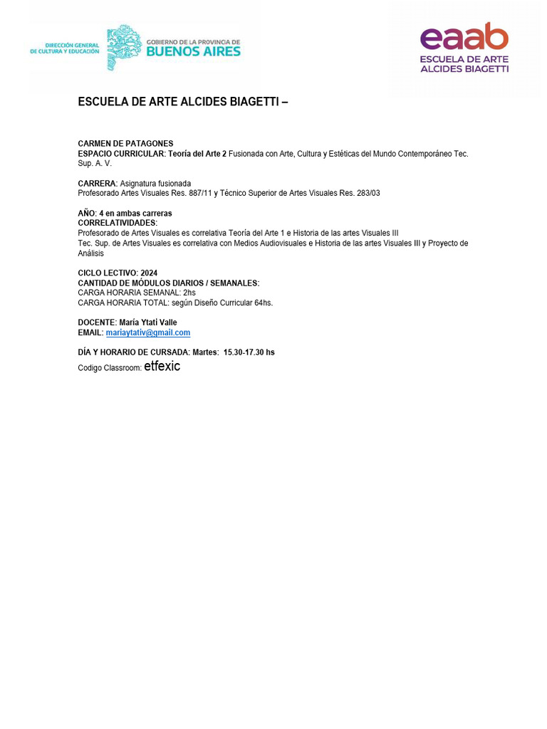 Prog TA2 2024 | PDF | Verdad | Maestros