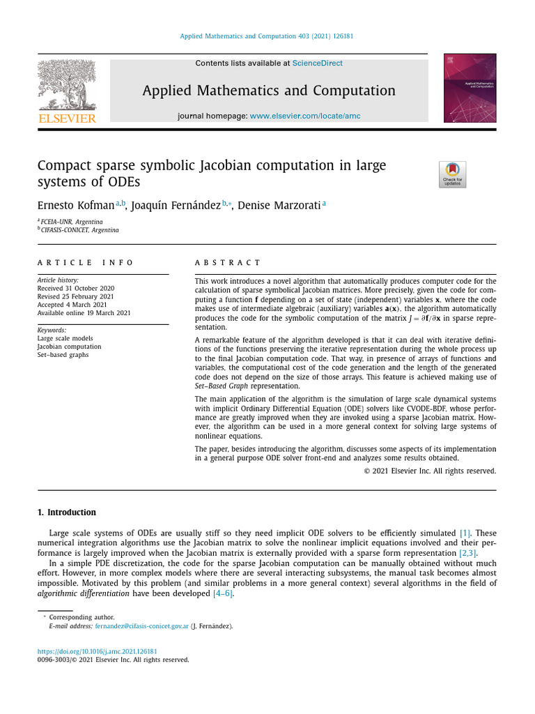 2021-Kofman-Compact Sparse Symbolic Jacobian Computation | PDF | Matrix (Mathematics) | Ordinary ...