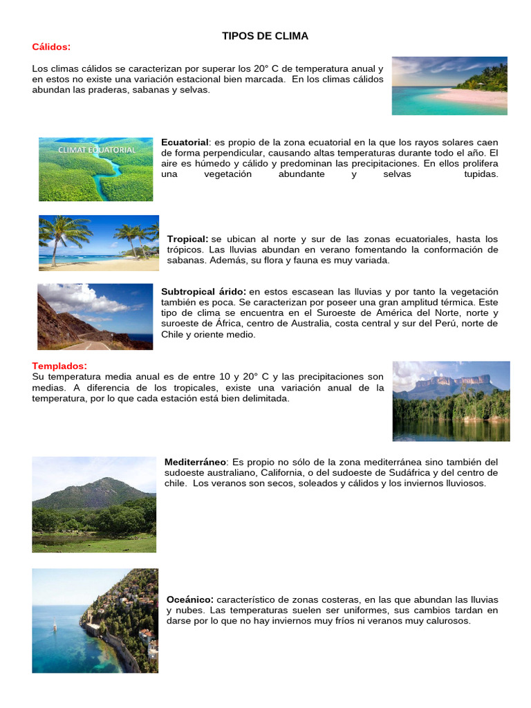 Tipos de Clima | PDF | Clima | Zona tropical