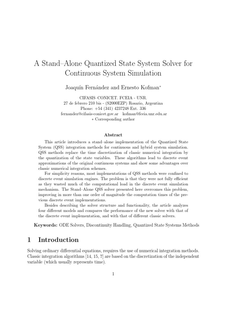 2014 A Stand Alone Quantized State System Solver For Con Sys Sim | PDF | Computer Programming ...