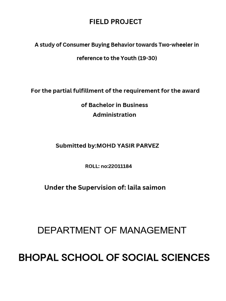 Field Project | PDF | Consumer Behaviour | Behavior