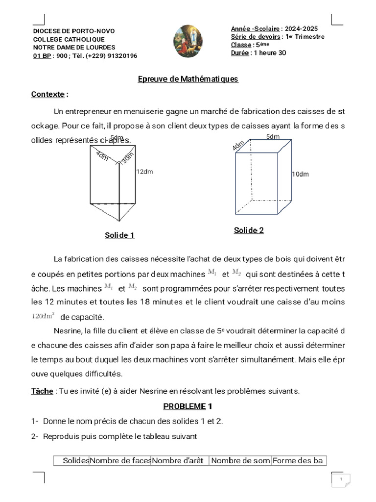 5ème Maths Série 1 - Phoenix | PDF
