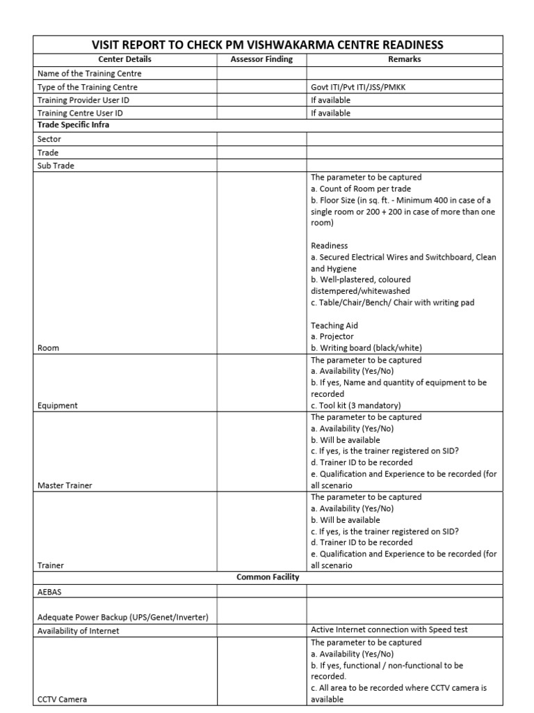 PM Vishwakarma TC Check List | PDF
