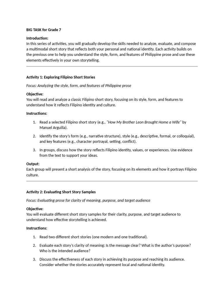 BIG TASK-Grade 7 | PDF | Multimedia | Narrative