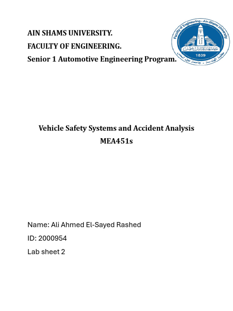 Vehicle Safety Systems & Accident Analysis | PDF | Airbag | Traffic ...