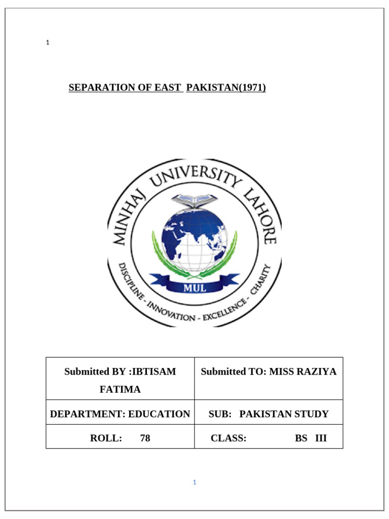 East Pakistan Separation Overview 1971 | PDF | Pakistan | Punjab