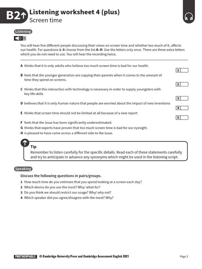 B2 First Listening Worksheet 4 | PDF | Career & Growth