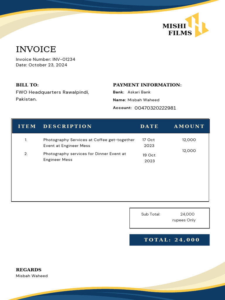 Blue and Yellow Geometric Invoice | PDF